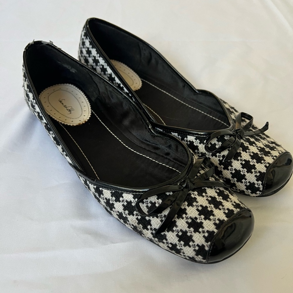 Sam & Libby Black & White Houndstooth Ballet Flats. S… - Gem